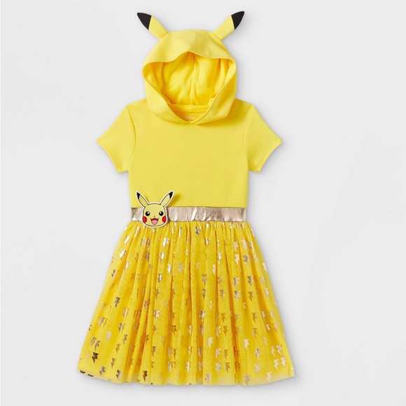 Pokemon | Dresses | Nwt Girls Hooded Pokemon Pikachu Cosplay Tutu Dress ...